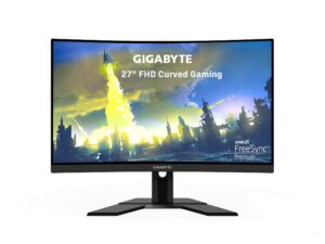 gigabyte g27fc 27" 165hz 1080p curved gaming monitor, 1920 x 1080 va 1500r display, 1ms (mprt) response time, 90% dci-p3, freesync premium, 1x display port 1.2, 2x hdmi 1.4