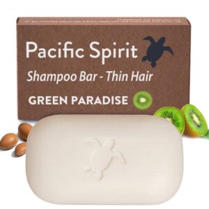 pacific spirit shampoo bar for thin hair with argan oil & kiwi, gentle foam, natural, green, sls free, sulfate free, soap-free, zero waste, vegan, 3.53 oz