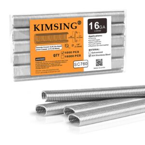 kimsing sc760 16 gauge 5/8'' crown stainless steel c ring staples c-rings hog rings, wire fencing staples, fasteners for c ring stapler, hog ring tool, c ring plier, 1000 pcs/pack