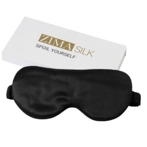 zimasilk 100% 22 momme mulberry silk sleep mask for sleeping, filled with premium mulberry silk, softest & breathable silk eye sleeping mask (black)