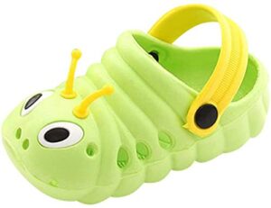 tmeog baby sandals, boys girls sandals clogs cute caterpillar slip on lightweight kid's beach slipper (fruit green, 2_years)