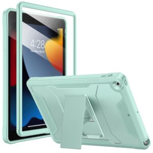 soke case for ipad 9th/8th/7th generation 10.2-inch (2021/2020/2019 release), with built-in screen protector and kickstand, rugged full body protective cover for apple ipad 10.2 inch - teal