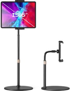 lisen for ipad stand for desk portable monitor stand adjustable tablet stand, thick case friendly ipad pro holder fits(4.7"-15.6") ipad pro 12.9/10.9/10.2 air mini 4 3 2 fire tab nexus kindle, black