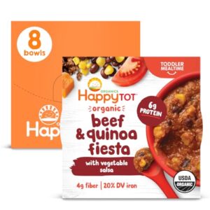 happy tot organics meal bowl, beef & quinoa fiesta with vegetable salsa, 4.5 ounce pouch (pack of 8)