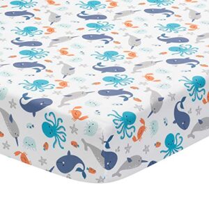 bedtime originals fitted crib sheet, whales tale fitted, multicolor , 28x52 inch (pack of 1)