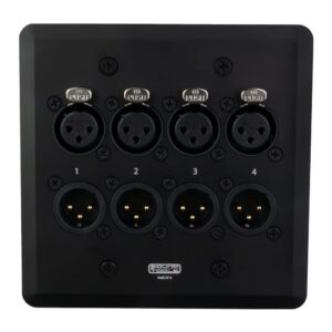 wallcat 8 - analog, aes3, dmx and intercom 4 channel wall plate no solder required (black)