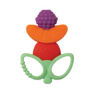 infantino lil' nibbles textured silicone teether -sensory exploration and teething relief with easy to hold handles, multicolor fruit kabob