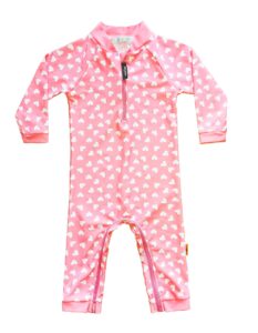 wevswe baby toddler sun protection rash guard one piece pink heart girls swimsuit crotch zipper for easy diaper changes newborn