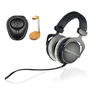 beyerdynamic dt 770 pro headphones (250 ohm) bundle with hard shell headphone case and wooden headphone stand (3 items)