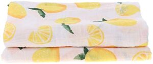 baby swaddle blanket unisex boys girls cotton muslin swaddling blanket nursing cover & burping cloth - lemon