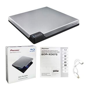 produplicator pioneer bdr-xd07s portable 6x blu-ray burner external drive bundle with usb cable - burns cd dvd bd dl bdxl discs