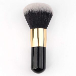 rn beauty makeup brush powder brush foundation blush bronzer contour face blender brush professional mineral blending buffing kabuki brushes thick and dense soft synthetic fibers (black&golden plus)