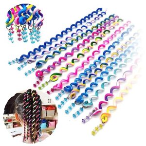 12 colors spiral jewelry for girls' braids, hair braiding accessory tool, birthday party favor (multicolor)