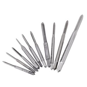 mini metric hss thread tap set, m1 m1.2 m1.4 m1.6 m1.7 m1.8 m2 m2.5 m3 m3.5 drill tap bit, 10pcs machine hand threading tool for wood, plastic, metal