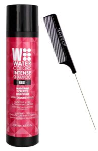 water colors watercolors intense color depositing sulfate-free shampoo, maintains & enhances haircolor (w/sleek steel pin rat tail comb) hair dye maintenance wash (intense red - 8.5 oz)