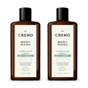 cremo rich-lathering silver water & birch body wash, a revitalizing combination of glacier-fed streams and white birch 16 fl oz (2-pack)