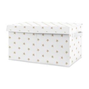 sweet jojo designs gold and white celestial star girl small fabric toy bin storage box chest for baby nursery or kids room