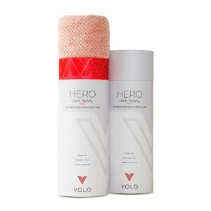 volo hero cloud pink hair towel - ultra soft, quick drying, anti frizz & breakage, 30% more fabric, snug strap