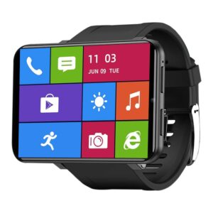 kospet max gps android smartwatch with 4g lte and 2.86 inch touchscreen with stainless steel body and face unlock feature, black