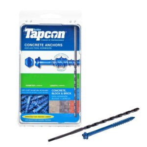 itw brands tapcon hex washer head concrete anchors (1/4" x 6" (100 screws with bit))