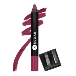 sugar cosmetics matte as hell crayon lipstick32 miss rosa (dusky rose) with sharpenerhighly pigmented, creamy texture, long lasting matte finish