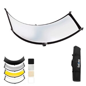 rangerrider curved reflector clamshell light reflector/diffuser, 24x70 inches photography lighting reflector for photo video studio shooting with black/silver/white/gold reflectors,carry bag