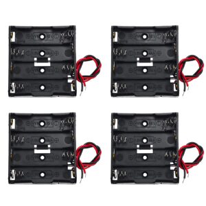 qteatak 4 pack 4 x aa thicken battery holder with i type wired battery clip standard snap connector