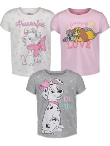 disney the aristocats marie little girls 3 pack pullover t-shirts white/pink/gray 7-8