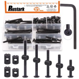 rustark 121 pcs baby bed crib screws bolts nuts assortment set m6 hex socket head cap screws, barrel bolt nuts hardware replacement kit for furniture cots beds crib and chairs (40mm-80mm)