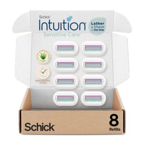 schick intuition refill, razor blades with organic aloe for women sensitive skin | 8 count (pack of 1)