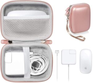 getgear case for macbook magsafe/magsafe 2 charger adapter, magic mouse 1, 2, lightning hub, type c and usb hub, card reader, all in one carrying solution (rose gold)