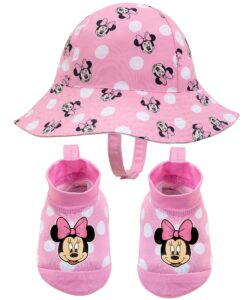 disney minnie mouse pink sunny fun swim hat and booties set - 0-12 months