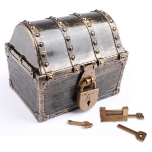 leadtex kids pirate treasure chest plastic pirate vintage treasure box,bronze.