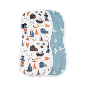 bebe au lait nautical seagulls oh-so-soft muslin burp cloths, blue, one size