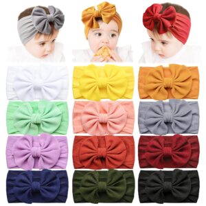 prohouse baby headbands with big waffle bows nylon hairbands handmade hair accessories for baby girls newborn infant toddlers kids, pack of 12