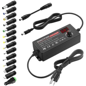 shnitpwr 3v ~ 24v 3a 72w power supply adjustable dc 3v 5v 6v 9v 12v 15v 16v 18v 19v 20v 24v variable universal ac/dc adapter 100v-240v ac to dc converter with 14 tips 5.5x2.5mm 4.0x1.7mm 3.5x1.35mm