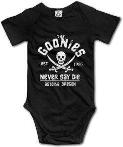 lycheer baby onesie goonies never say die newborn jumpsuit short sleeve unisex bodysuit black