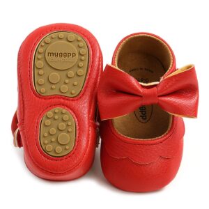 lafegen baby girls mary jane flats with bownot non slip soft sole pu leather newborn infant toddler first walker cirb dress shoes, 6-12 months infant, 07 red