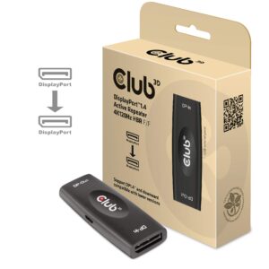 club 3d displayport 1.4 active repeater 4k120hz hbr3 f/f - 65.62 ft maximum operating distance - displayport - usb,cac-1007