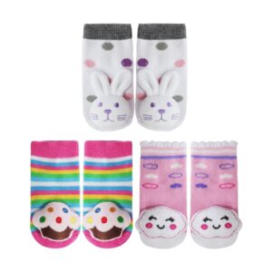 puppet baby girl rattle socks set for 0-6 months cute infant socks with plush bunny design