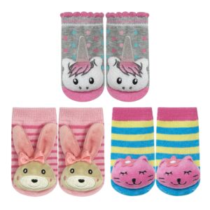 puppet baby girl rattle socks for infants 0-6 months cute animal themed set unicorn bunny cat bootie series