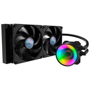 cooler master masterliquid ml280 mirror close-loop aio cpu liquid cooler, argb mirror pump, dual chamber pump, sickleflow 140 pwm fans, amd ryzen am5/am4, intel lga1700*/1200 (mlx-d28m-a14pk-r1)