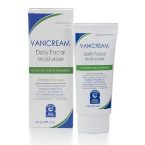 vanicream daily facial moisturizer with ceramides and hyaluronic acid - formulated without common irritants for those with sensitive skin, 3 fl oz (pack of 1)