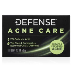 defense acne care bar soap 4.2oz | contains 2% salicylic acid, tea tree & eucalyptus essential oils & oatmeal