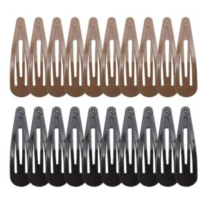 20 pieces 2.7'' big size no slip metal snap hair clips women barrettes black hair pins (10 black 10 brown)