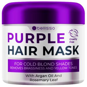 purple hair mask - deep conditioner and toner for blonde, brassy hair - hydrating repair and after bleach treatment for damaged and dry hair - moisture conditioning for bleached women and men