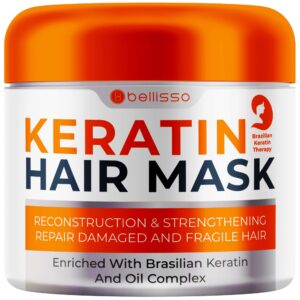 keratin hair mask - sulfate free hydrating deep conditioner treatment for dry, damaged and split ends - moisture for frizzy and curly hair - for women and men - moisturizer care to repair damage