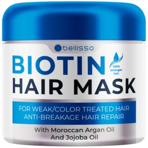 biotin hair mask - volume boost and deep conditioner for dry, damaged hair - hydrating repair treatment for women and men - moisture conditioning for curly hair and split ends - sulfate paraben free