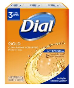 dial antibacterial deodorant bar soap, gold, moisture balance - 4 ounce, 3 bars (2 pack)