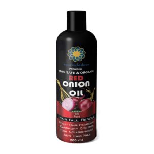 ayurvedashree hair treatment oil with red onion, oil blends of black seed, pure argan, sandalwood & rose - 200 ml/6.7 fl oz